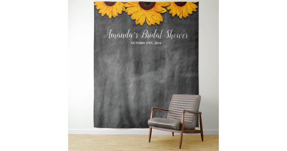Rustic Sunflower Bridal Shower Photo Backdrop | Zazzle