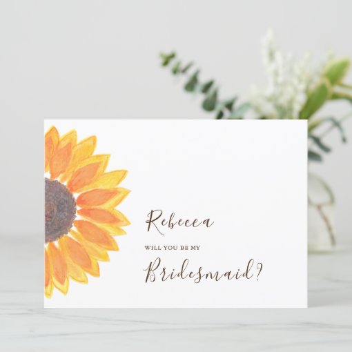 Rustic Sunflower Bridesmaid Proposal Invitation | Zazzle