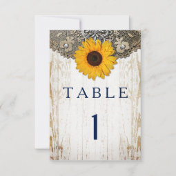 Rustic Sunflower Burlap Lace Wedding Table Numbers | Zazzle