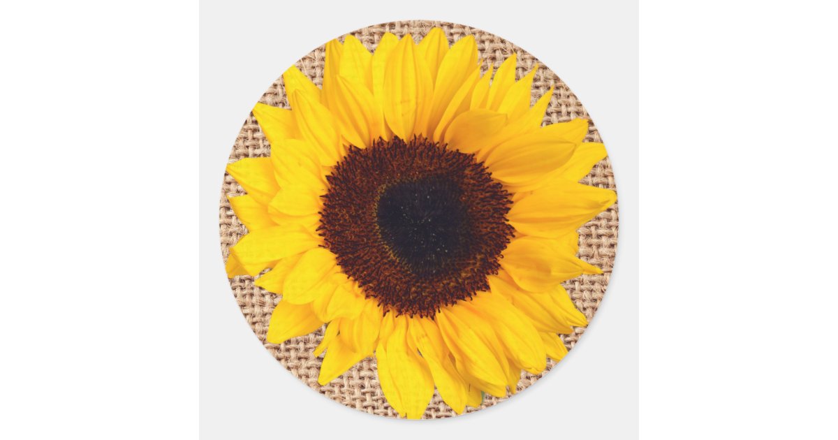 Rustic Sunflower Burlap Sticker Envelope Seal | Zazzle