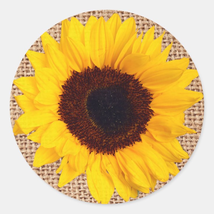 Rustic Sunflower Burlap Sticker Envelope Seal | Zazzle