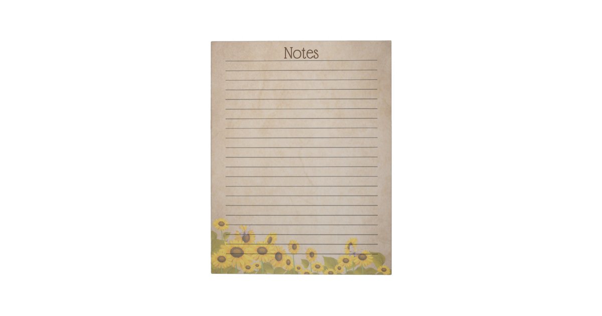 Rustic Sunflower Custom Notepad | Zazzle