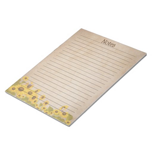 Rustic Sunflower Custom Notepad | Zazzle