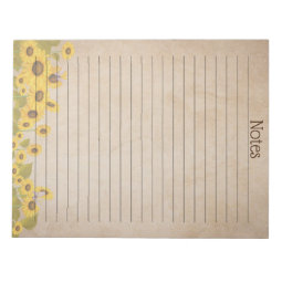 Rustic Sunflower Custom Notepad | Zazzle