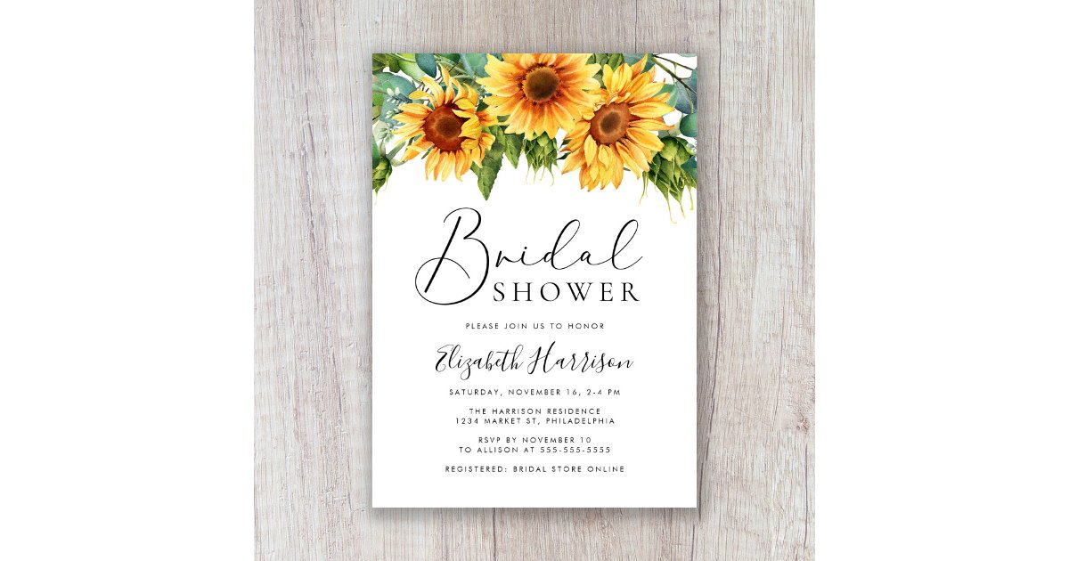 Rustic Sunflower Eucalyptus Bridal Shower Invitation | Zazzle