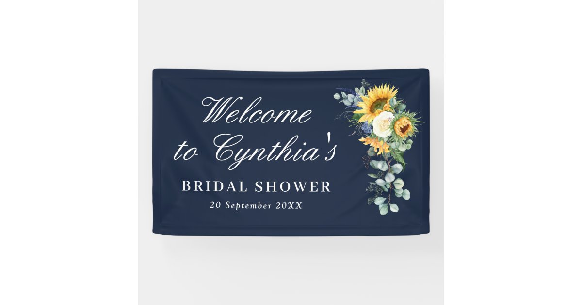 rustic sunflower eucalyptus bridal shower welcome banner | Zazzle