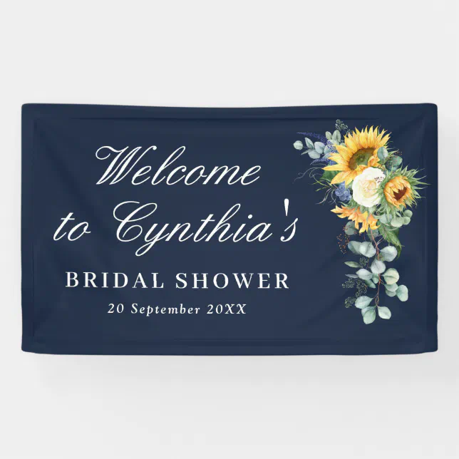 rustic sunflower eucalyptus bridal shower welcome banner | Zazzle
