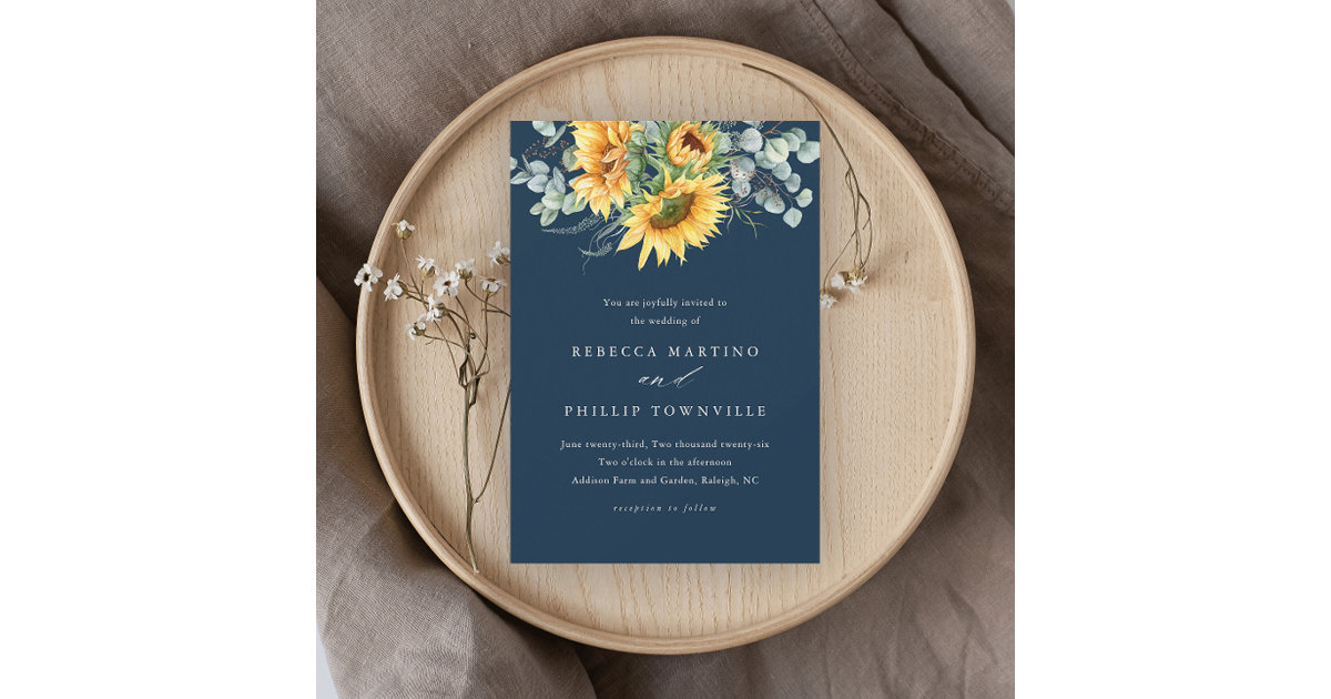 Rustic Sunflower Eucalyptus Elegant Wedding Invitation | Zazzle
