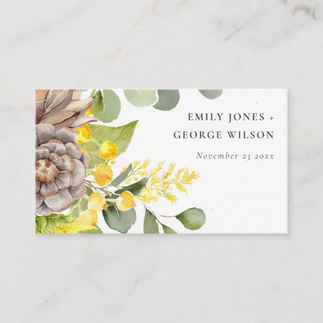 RUSTIC SUNFLOWER EUCALYPTUS FLORA WEDDING WEBSITE BUSINESS CARD | Zazzle