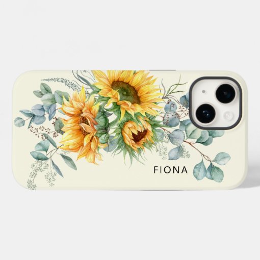 Rustic Sunflower Eucalyptus Greenery Personalized Case-Mate iPhone Case ...