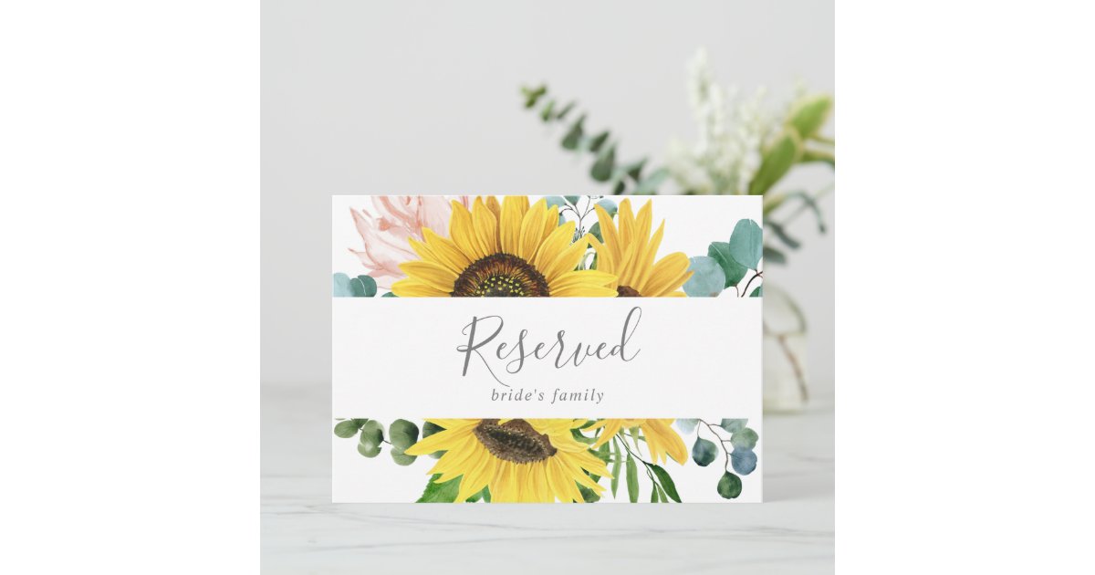 Rustic Sunflower Eucalyptus Reserved Sign | Zazzle