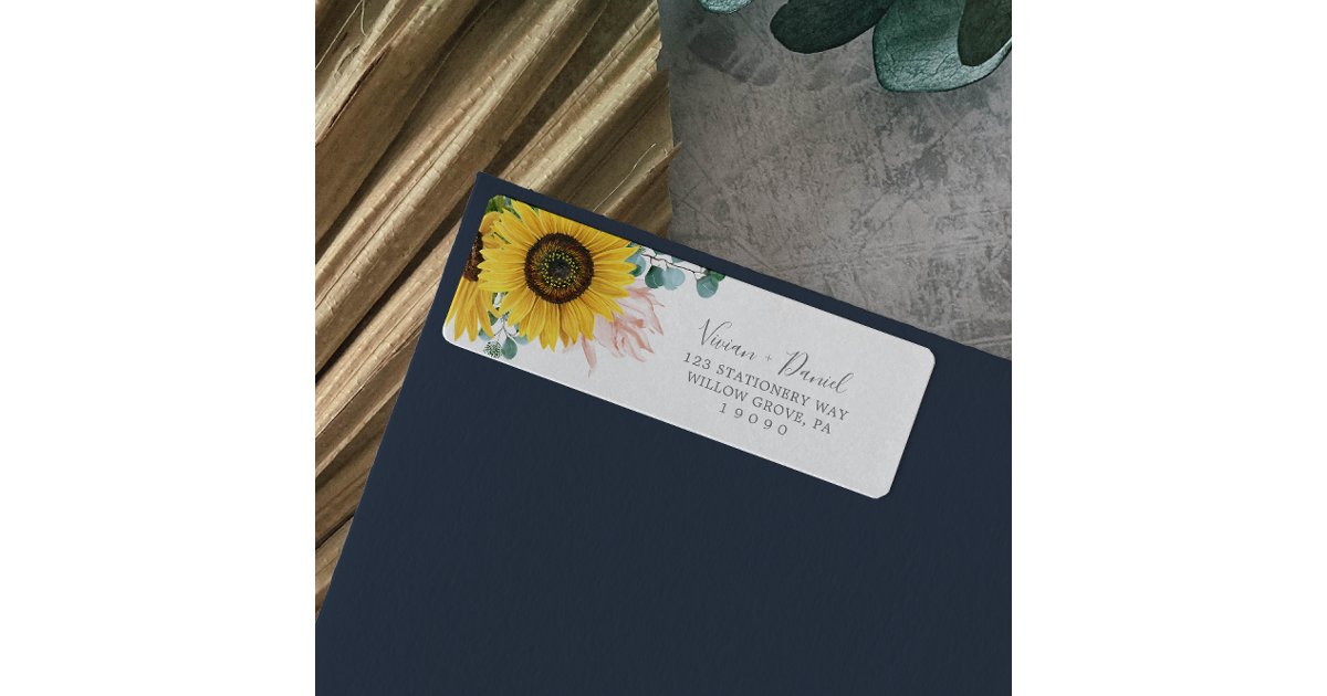 Rustic Sunflower Eucalyptus Return Address Label | Zazzle