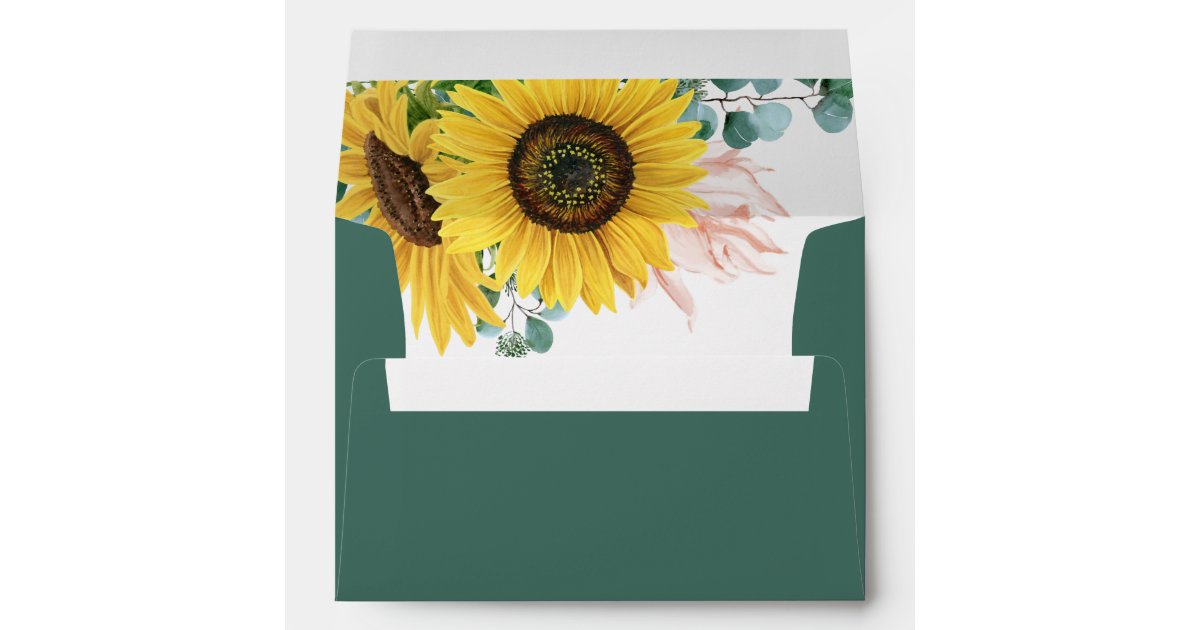Rustic Sunflower Eucalyptus Wedding Invitation Envelope | Zazzle