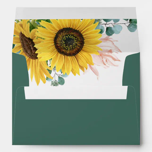 Rustic Sunflower Eucalyptus Wedding Invitation Envelope | Zazzle