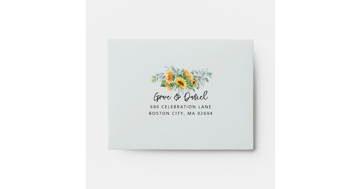 Rustic Sunflower Eucalyptus Wedding RSVP Envelope | Zazzle