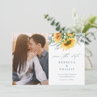 Rustic Sunflower Eucalyptus Wedding Save The Date | Zazzle