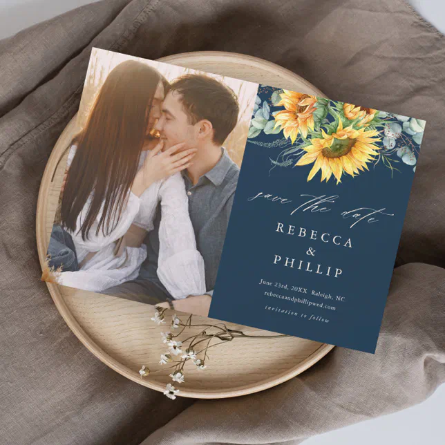 Rustic Sunflower Eucalyptus Wedding Save The Date | Zazzle