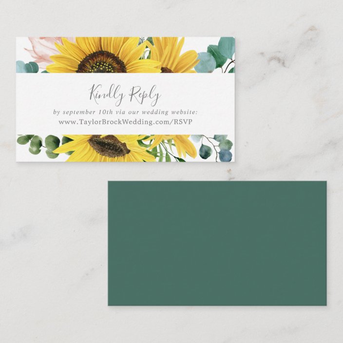 Rustic Sunflower Eucalyptus Wedding Website RSVP Enclosure Card ...