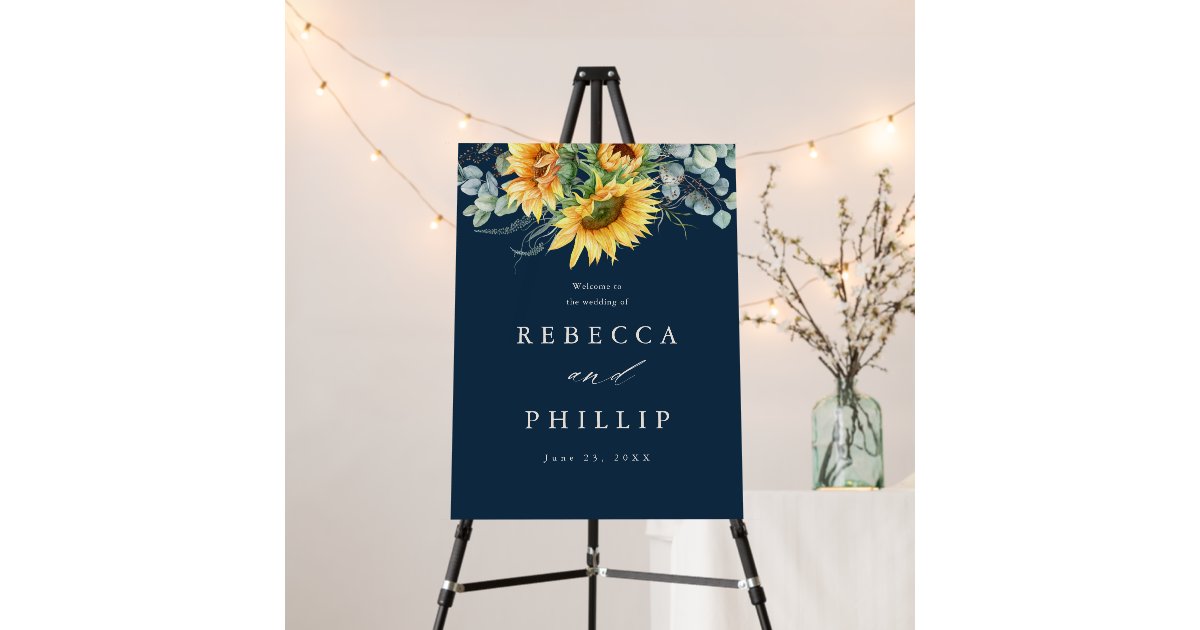 Rustic Sunflower Eucalyptus Wedding Welcome Foam Board | Zazzle