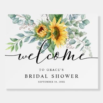 Rustic Sunflower Eucalyptus Welcome Bridal Shower Foam Board | Zazzle