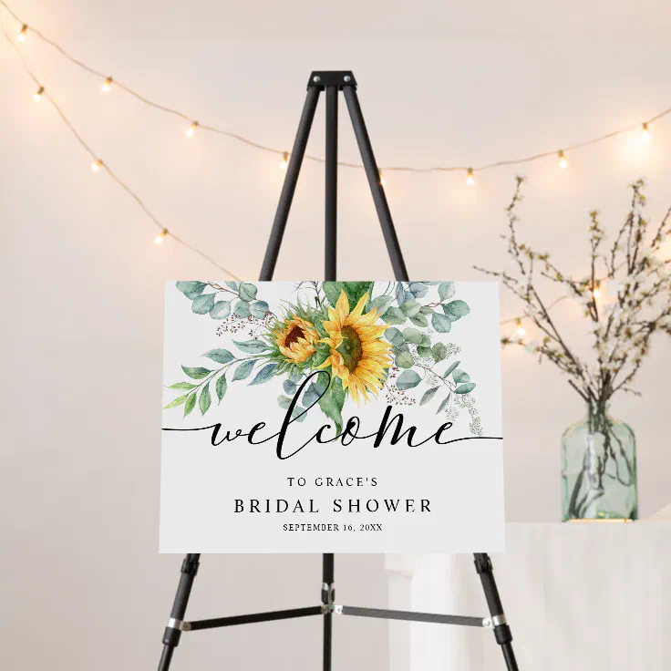 Rustic Sunflower Eucalyptus Welcome Bridal Shower Foam Board | Zazzle