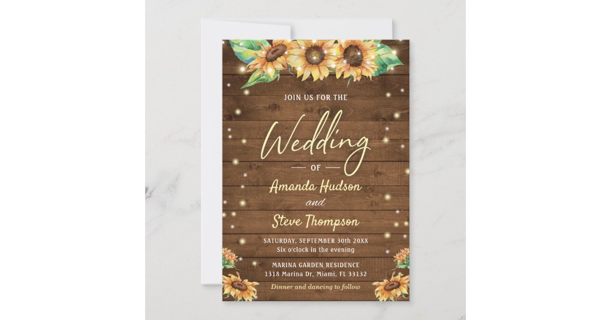Rustic Sunflower Fall Autumn Summer Chic Wedding Invitation | Zazzle