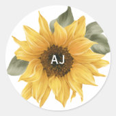 Rustic Sunflower, Fall wedding favor Classic Round Sticker | Zazzle