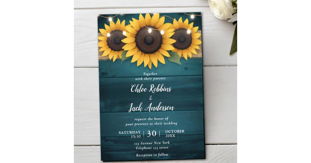 Rustic Sunflower Fall Wedding Floral Wedding Invitation | Zazzle