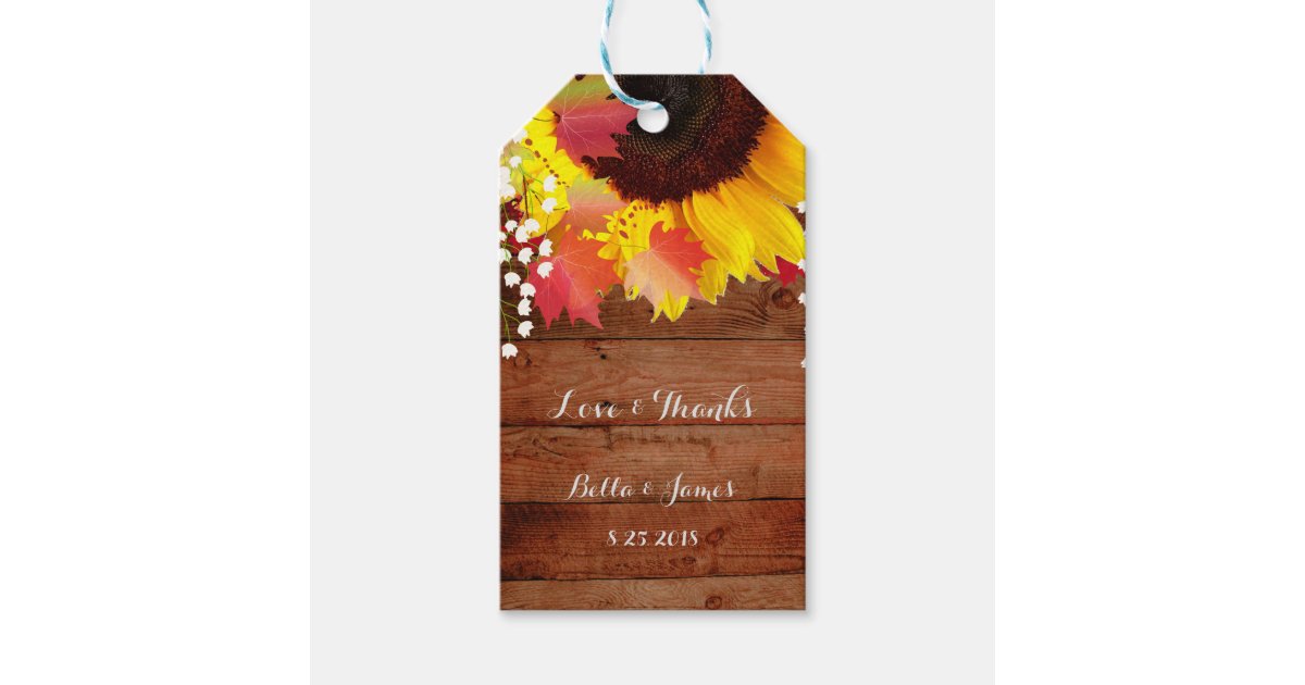 Rustic Sunflower Fall Wedding Gift Tags | Zazzle