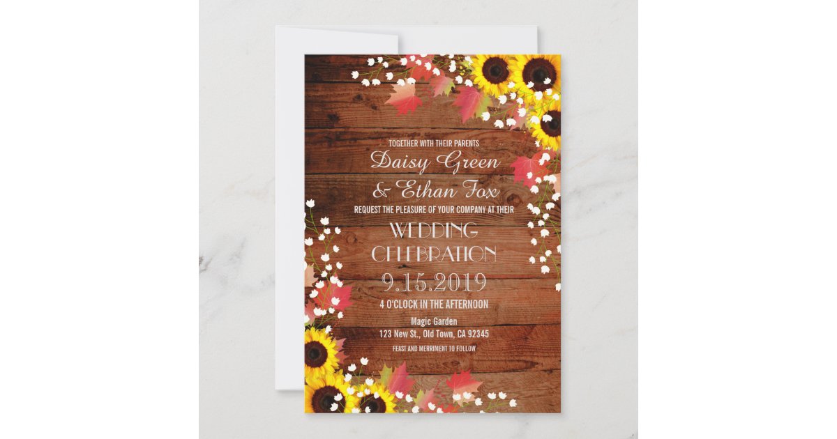 Rustic Sunflower Fall Wedding Invitations | Zazzle