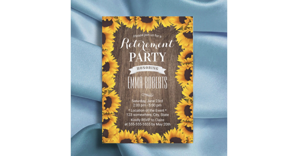Rustic Sunflower Floral Framed Retirement Party Invitation | Zazzle