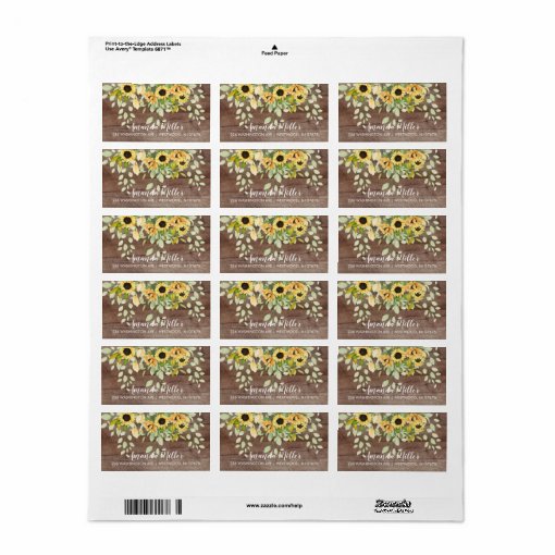 Rustic Sunflower Floral Return Address Label | Zazzle