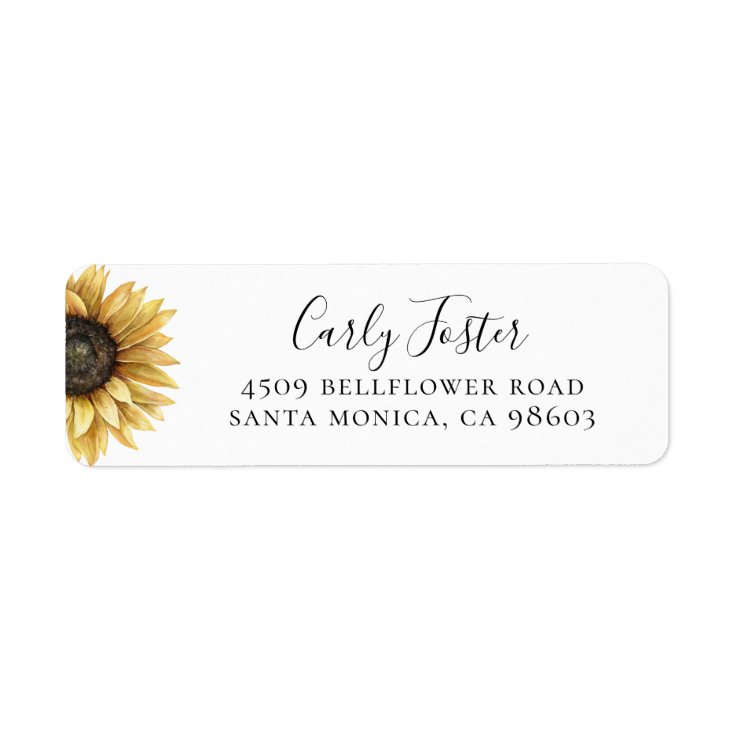 Rustic Sunflower Floral Return Address Label | Zazzle