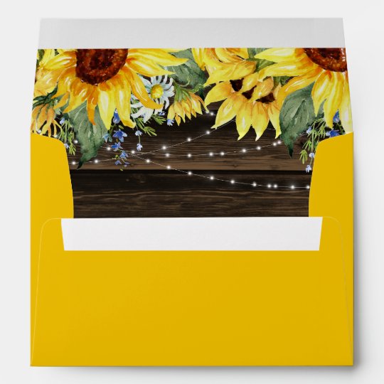 Rustic Sunflower Floral String Lights Yellow Envelope | Zazzle.com