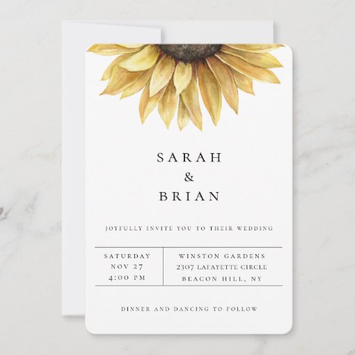 Rustic Sunflower Floral Wedding Invitation | Zazzle