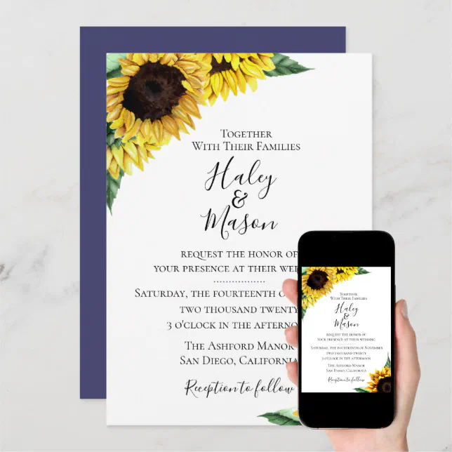 Rustic Sunflower Floral Wedding Invitation | Zazzle