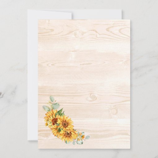 Rustic Sunflower Floral Wedding Reception Invitation | Zazzle