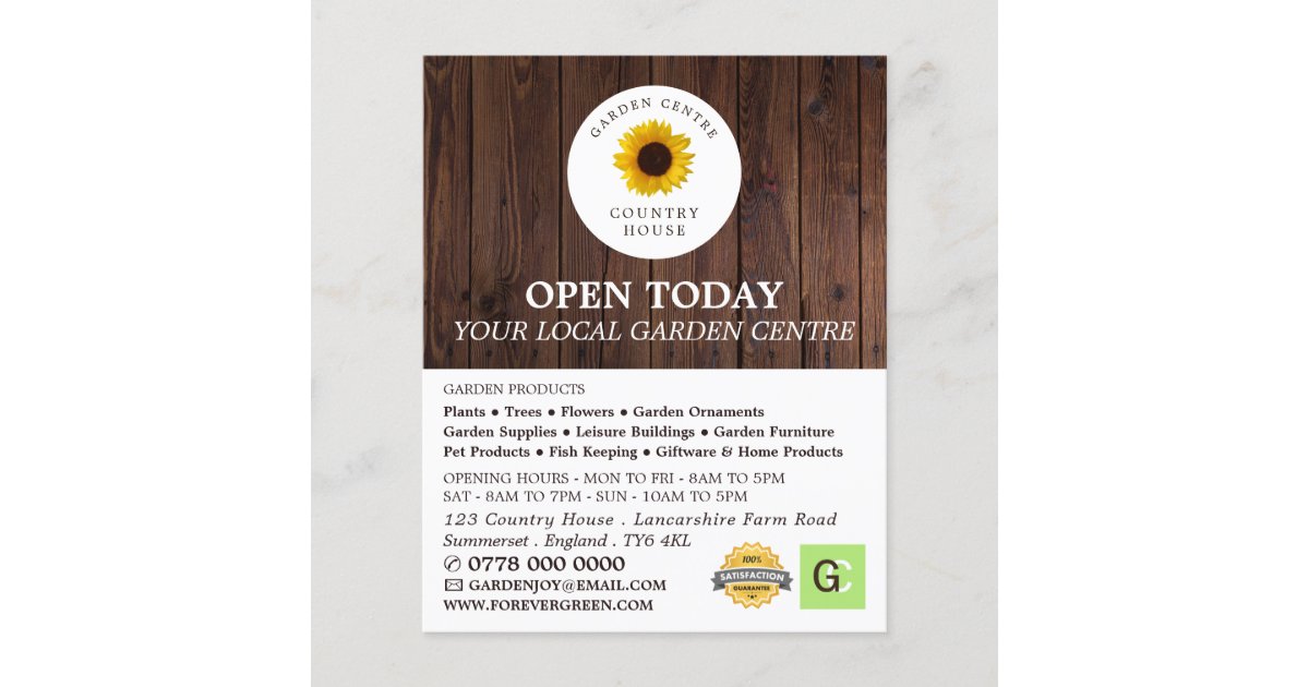 Rustic Sunflower, Garden Centre, Horticulturist Flyer | Zazzle