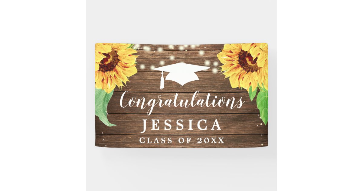 Rustic Sunflower Graduation Banners | Zazzle