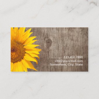 Rustic Sunflower & Ladybug Wood Background Mommy Calling Card | Zazzle