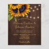 Rustic sunflower lights barn wood budget wedding flyer | Zazzle