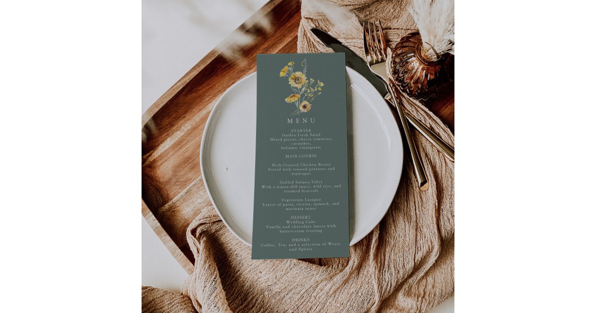 Rustic Sunflower Menu | Zazzle