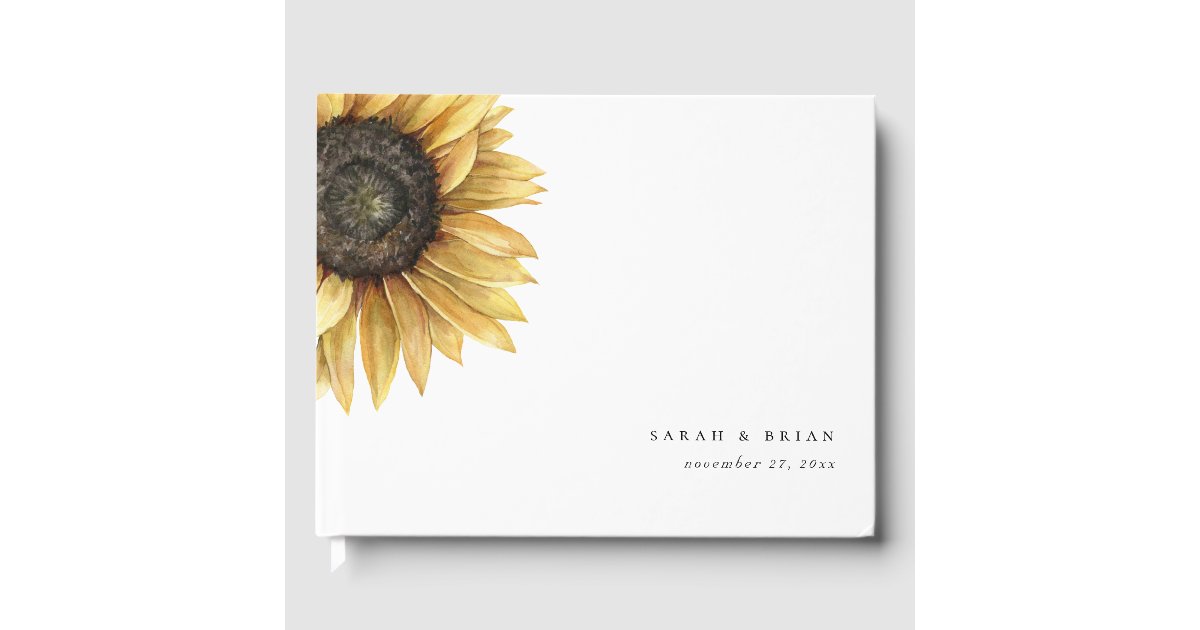 Rustic Sunflower Modern Wedding Guest Book | Zazzle