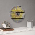 Rustic Sunflower On Wood Large Clock | Zazzle