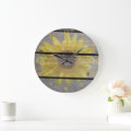 Rustic Sunflower On Wood Large Clock | Zazzle