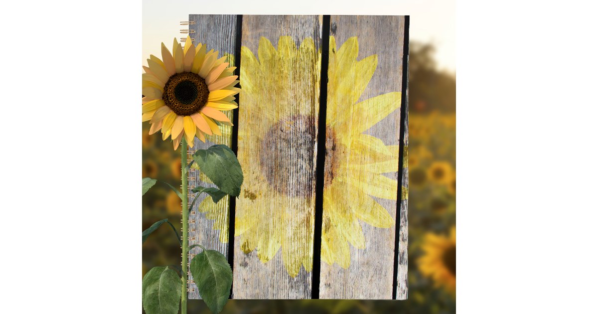 Rustic Sunflower On Wood Planner | Zazzle