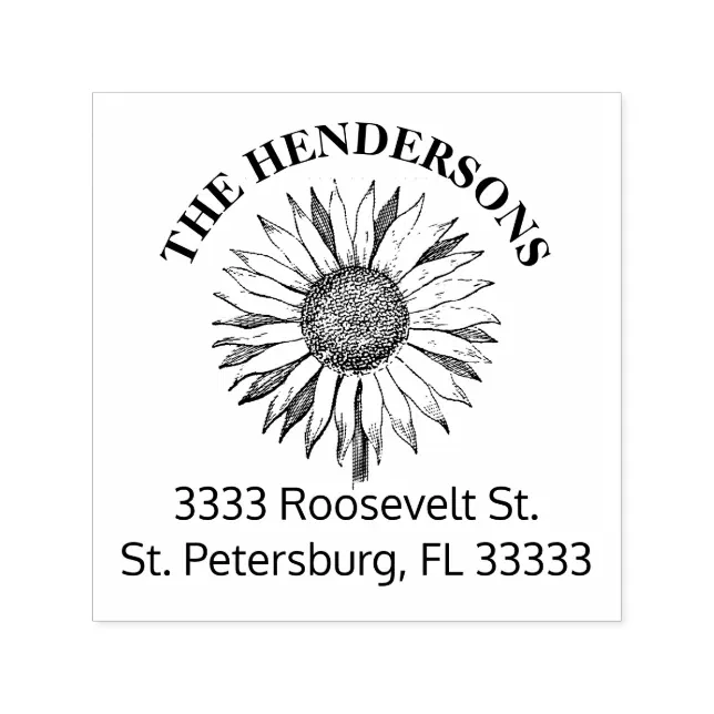 Rustic Sunflower Personalized Return Address Self-inking Stamp | Zazzle
