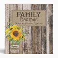 Rustic Sunflower Recipe Book Binder | Zazzle