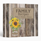 Rustic Sunflower Recipe Book Binder | Zazzle