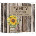 Rustic Sunflower Recipe Book Binder | Zazzle